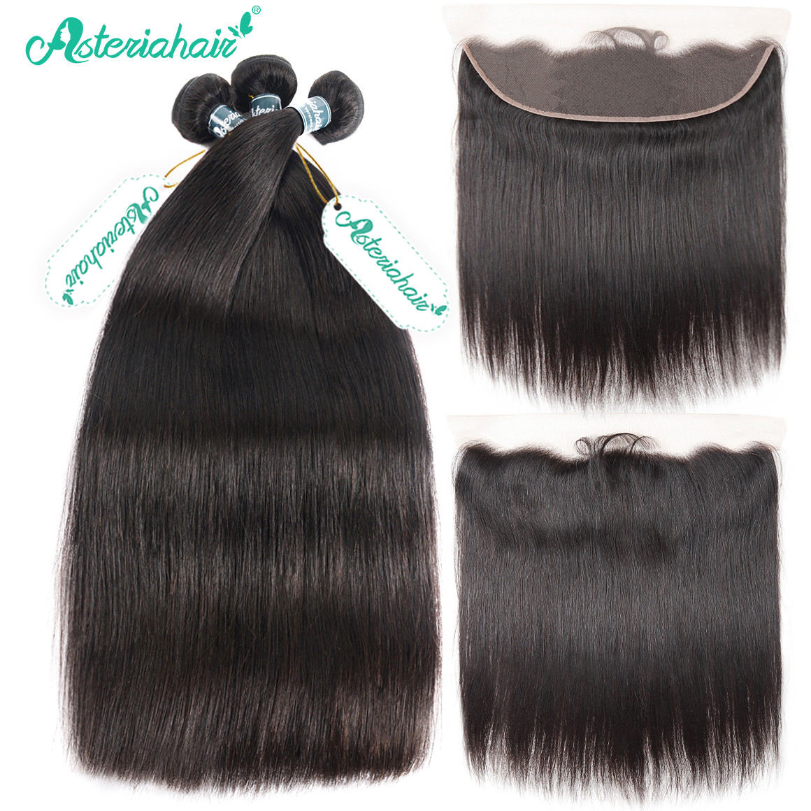 1pc Ear To Ear Lace Frontal with 3 Bundles Straight Virgin Brazilian ...