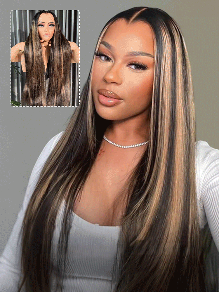 250% Density M Shaped Hairline Straight 13x6 HD Lace Wig with ...