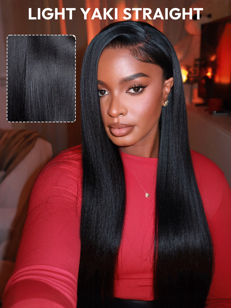 Light Yaki LayerCut Straight Drawstring Lace Front Wig – Gluess 6x8 HD ...
