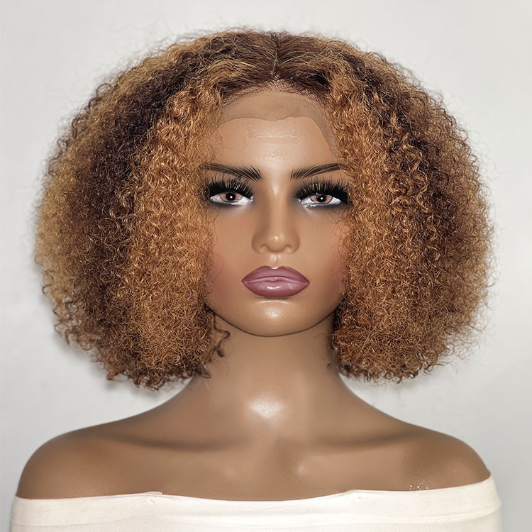 12 Inch Bob Wig With Highlights Short Curly Human Hair Wigs -Asteriahair